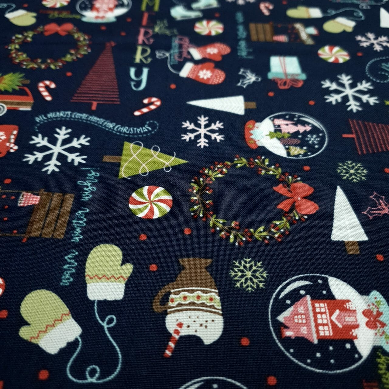 Tela Patch Navidad Cup Of Cheer Marino | Calico